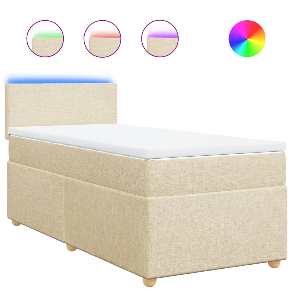 Cama box spring con colchón tela color crema 90x200 cm | Leroy Merlin