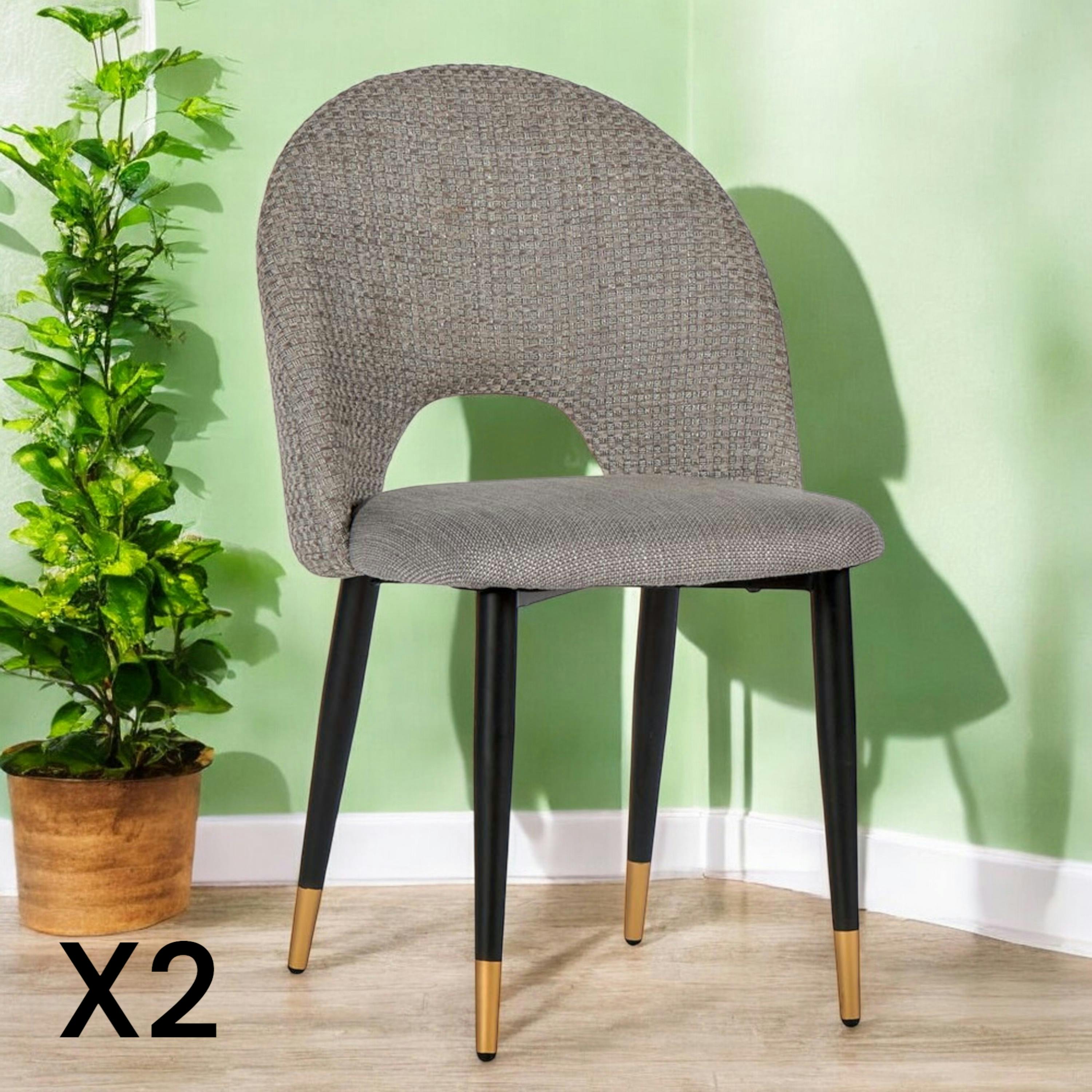 Chaise salle à manger tissu quadrillé gris (lot de 2) MALMOE | Leroy Merlin