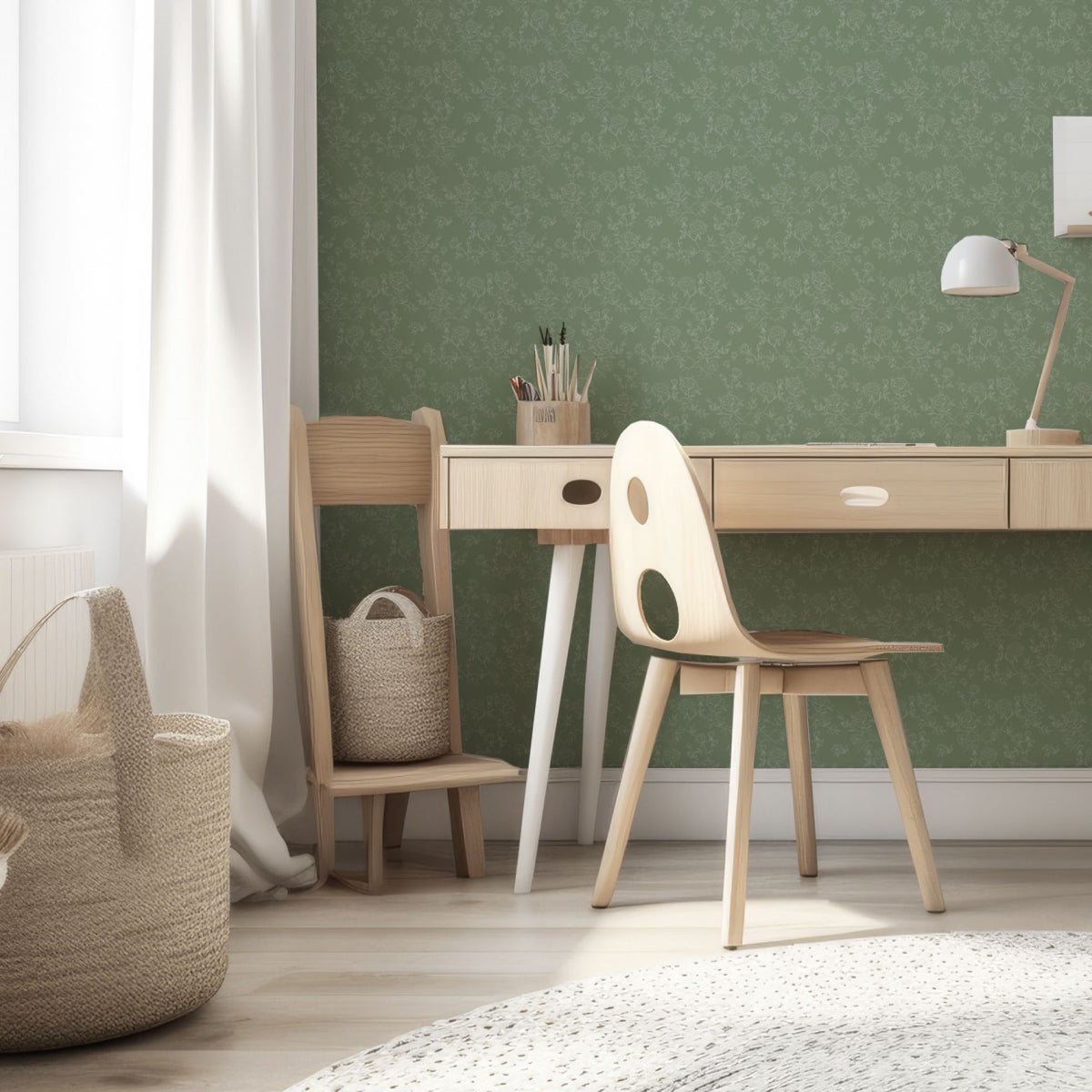 Carta da parati panoramica Peonies, Verde 300 x 250cm | Leroy Merlin