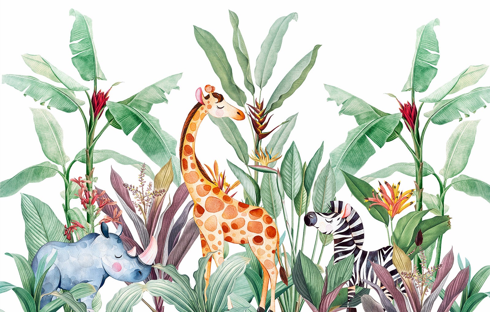 Papier peint panoramique Enfants - Animaux de la Jungle 3617680718568 ...