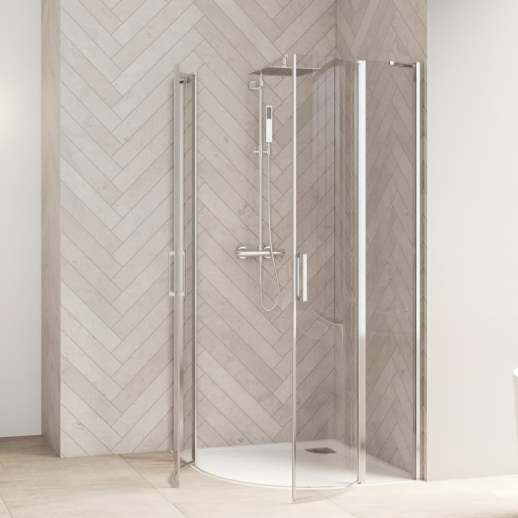 Porte de douche en accès d'angle SMART DESIGN 1/4 de rond sans seuil ...