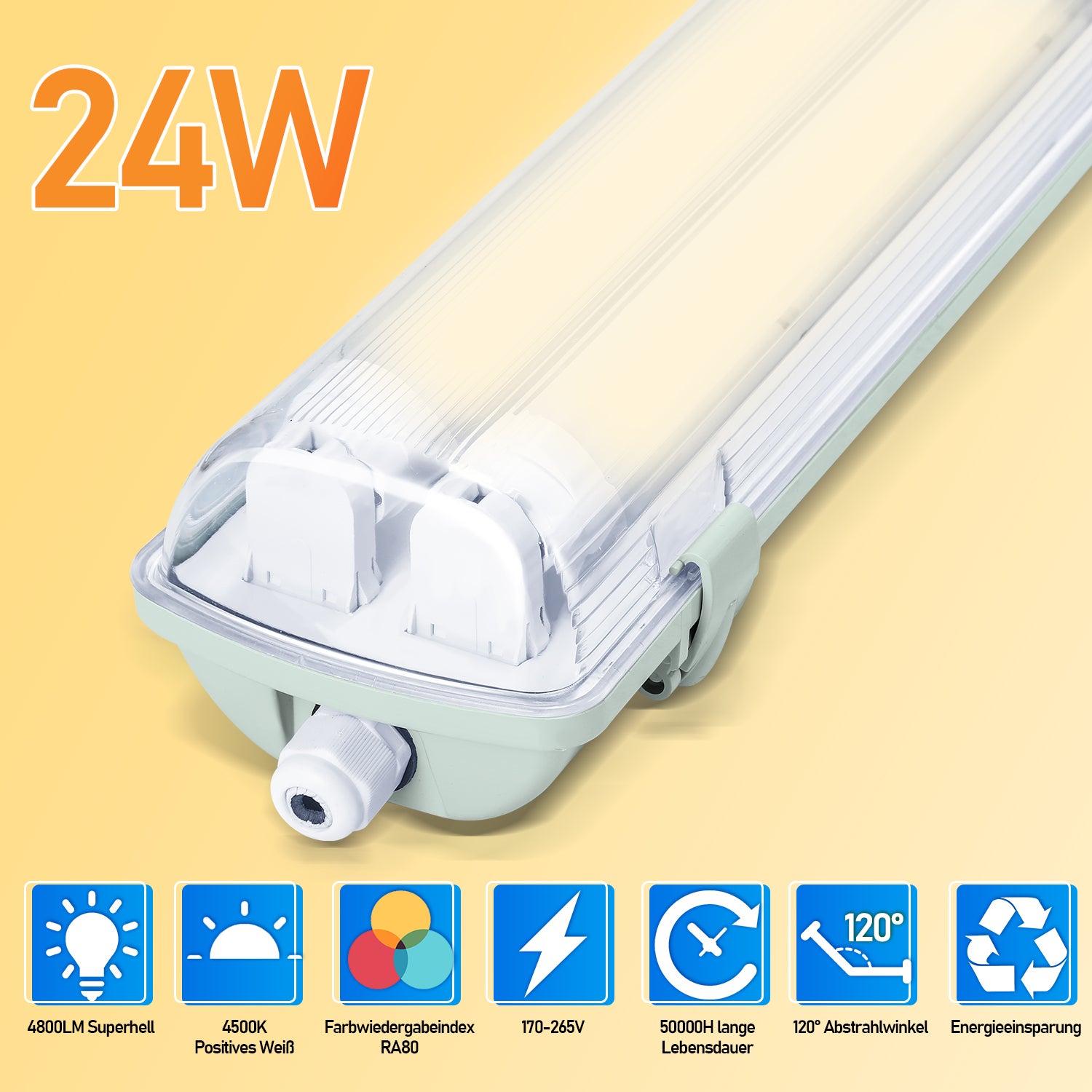 6X Lampe LED pour locaux humides Lampe de bureau Cave Lampe 150cm 2 x ...
