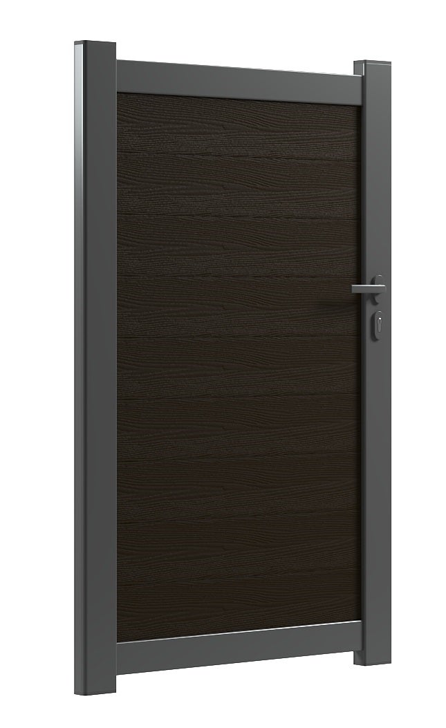 Portillon aluminium remplissage composite 3D gris foncé - Haut 180cm x ...