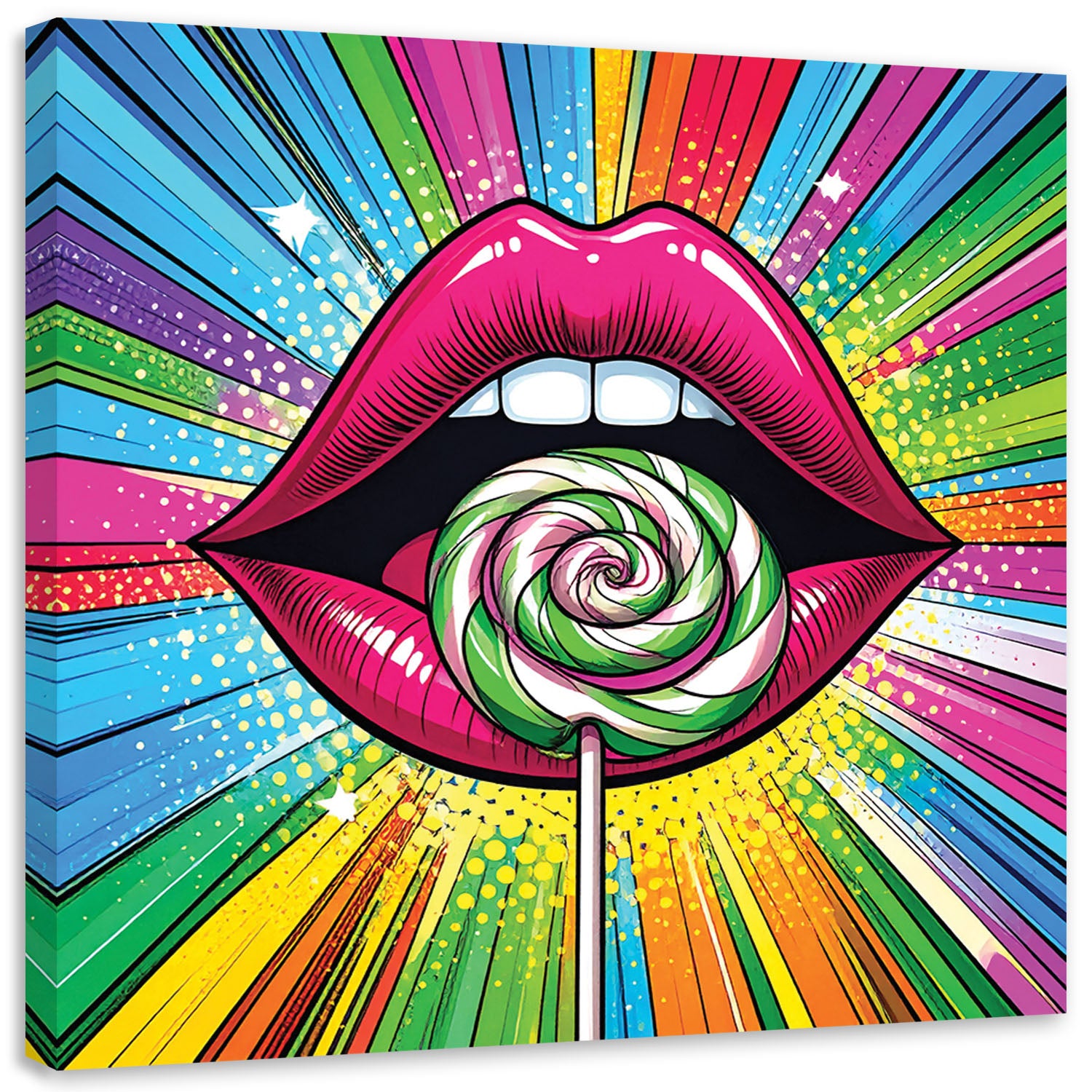 Tableau Moderne, Lèvres rouges avec une sucette dans le style pop art ...