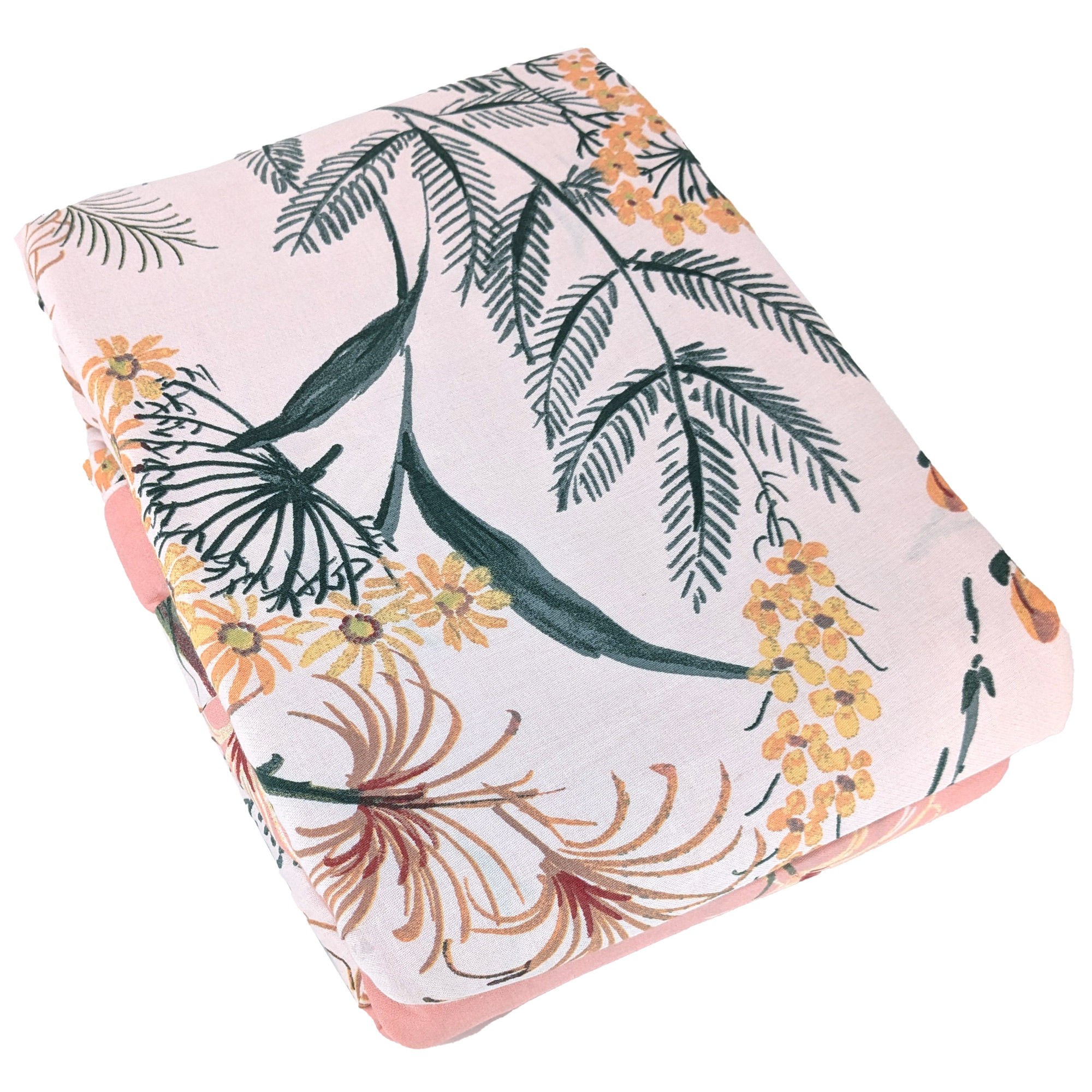 Parure de lit 260x240 cm satin de coton FEUILLAGE Rose 3 pièces | Leroy ...