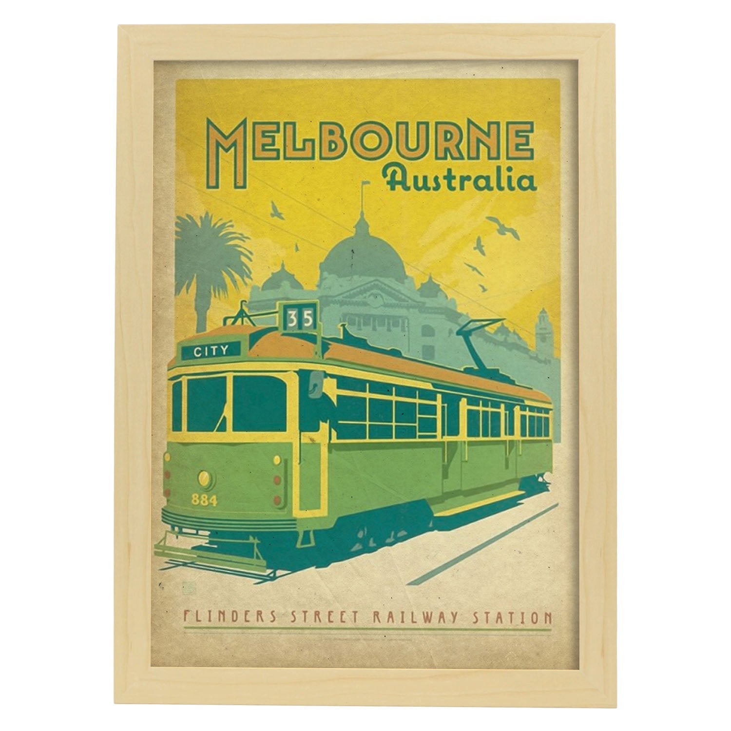 Poster Vintage De Melbourne. Con Imagenes Vintage Y De Publicidad Antigua. Marco Blanco - A3 ...