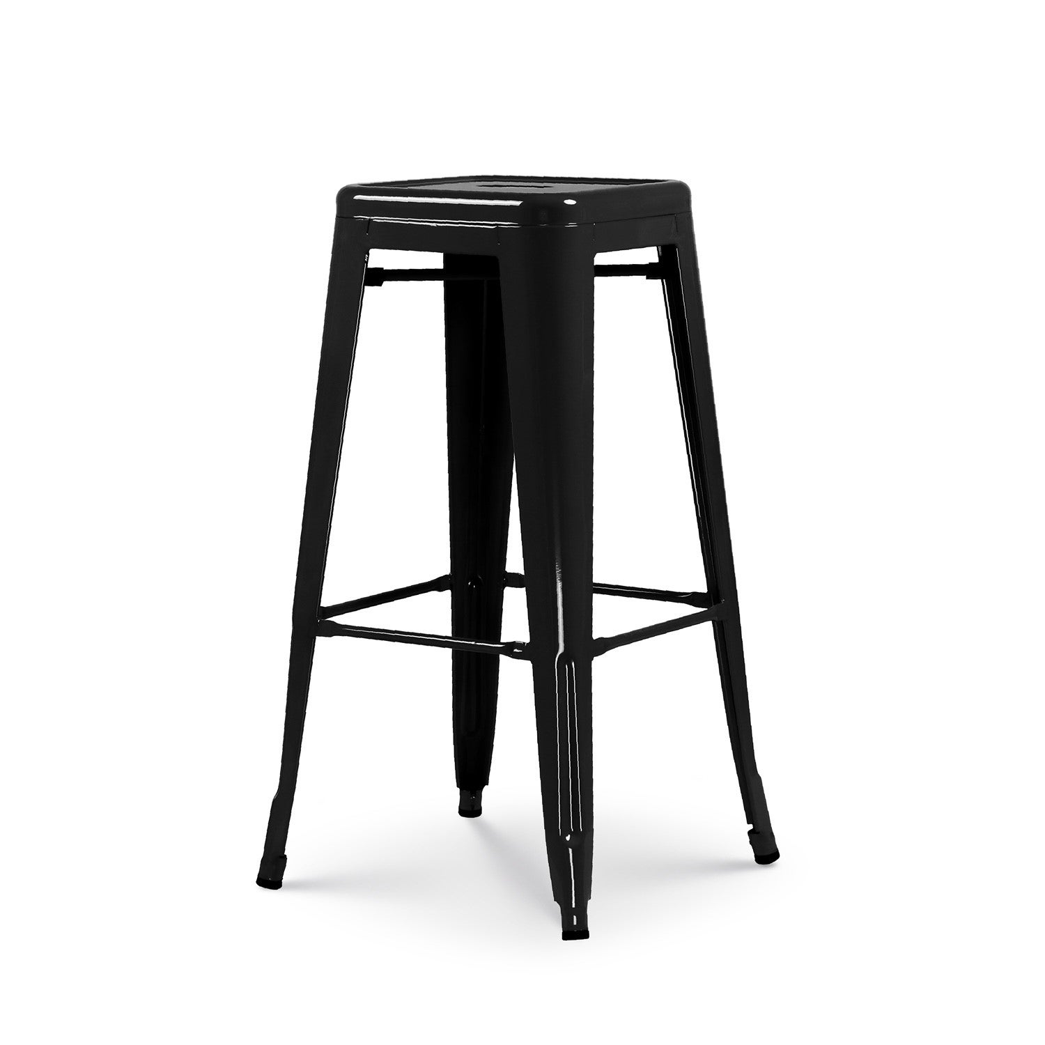 Taburete de bar de estilo industrial negro brillo - Alto 76 cm | Leroy Merlin