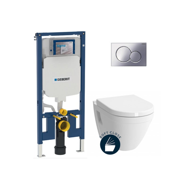 Pack WC Bati-support Geberit UP720 extra-plat + WC suspendu Vitra S50 ...