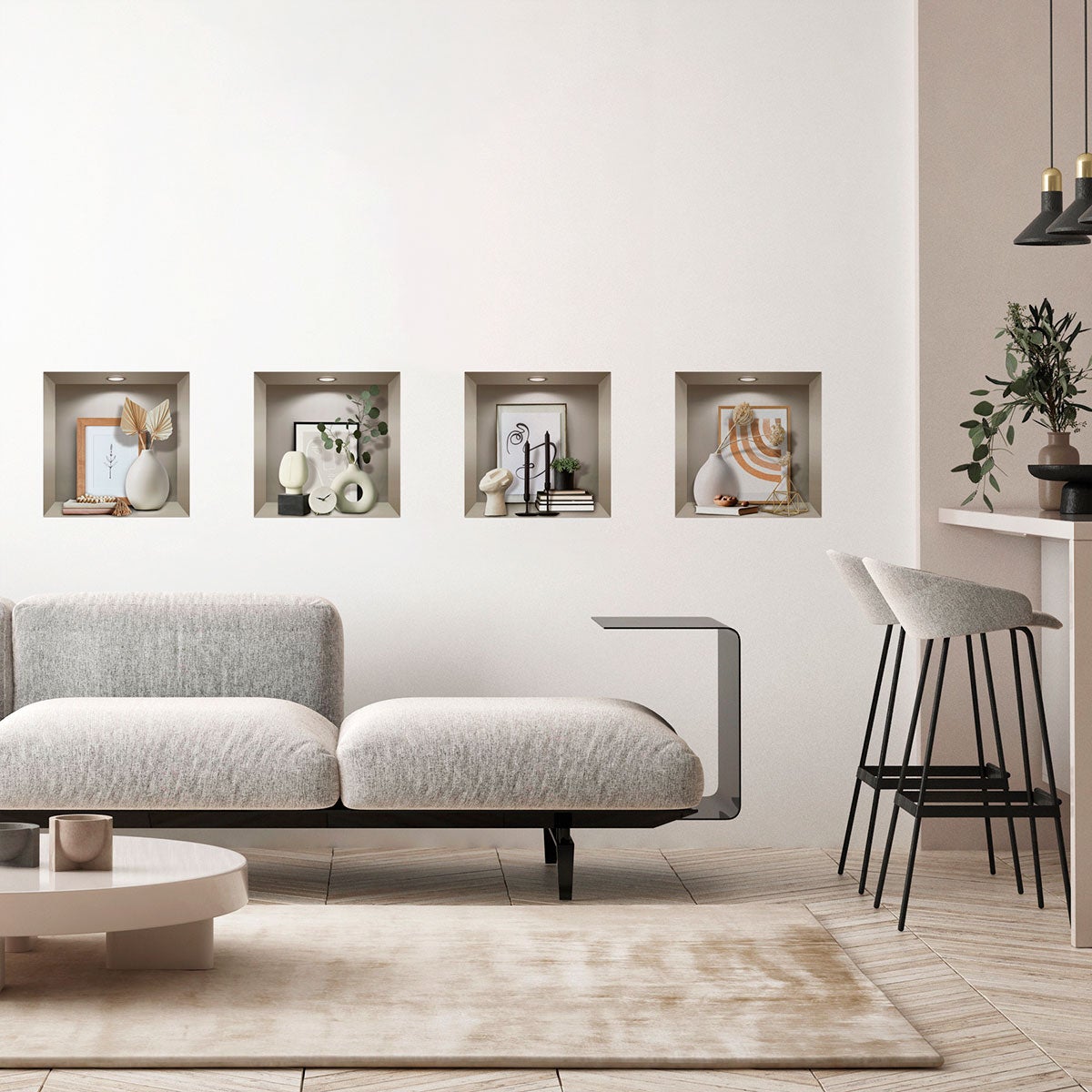 Stickers effet 3D vases et objets design 60 x 60 cm | Leroy Merlin