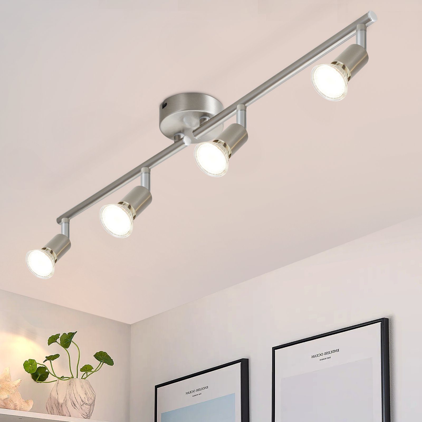 NETTLIFE 4 Spots de plafond salon moderne GU10 pivotant à 330° lampe ...