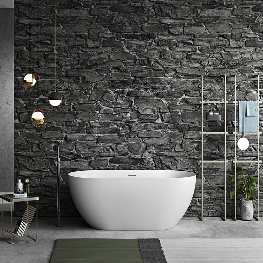 Baignoire îlot design ovale LISBON blanche 160 cm Brillant | Leroy Merlin
