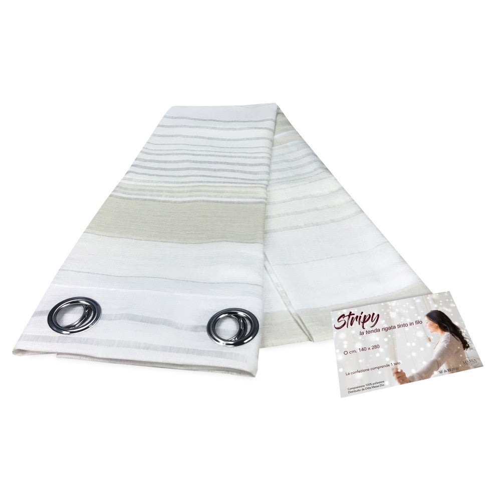 CORTINA CORTINA RAYAS crema CM. 140X280 EMPAQUETADO | Leroy Merlin