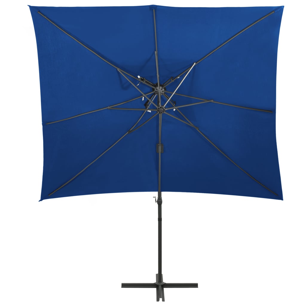 Sombrilla jardín voladiza cubierta doble azul celeste 250x250cm | Leroy ...