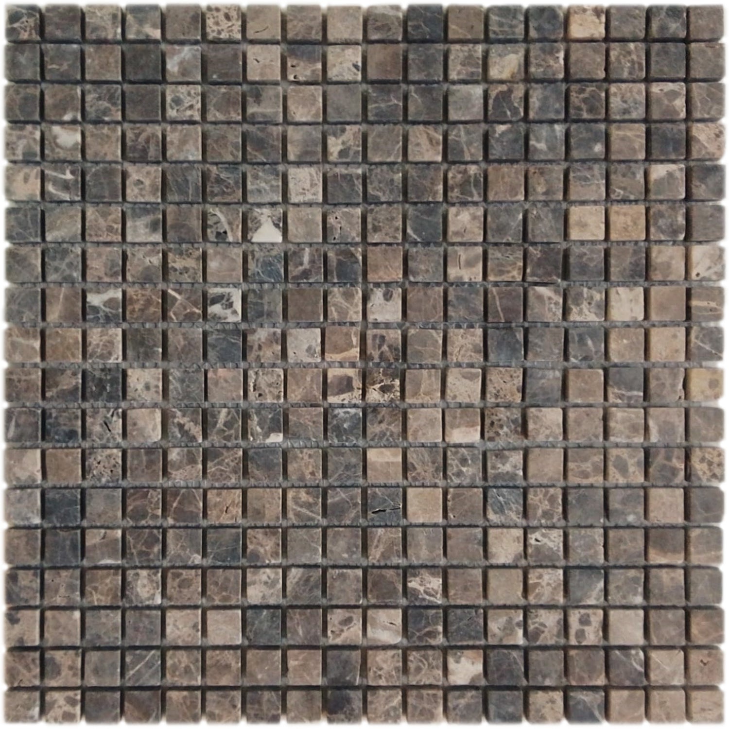 Mosaïque sur maille de pierre stries marron pour salle de bain et ...