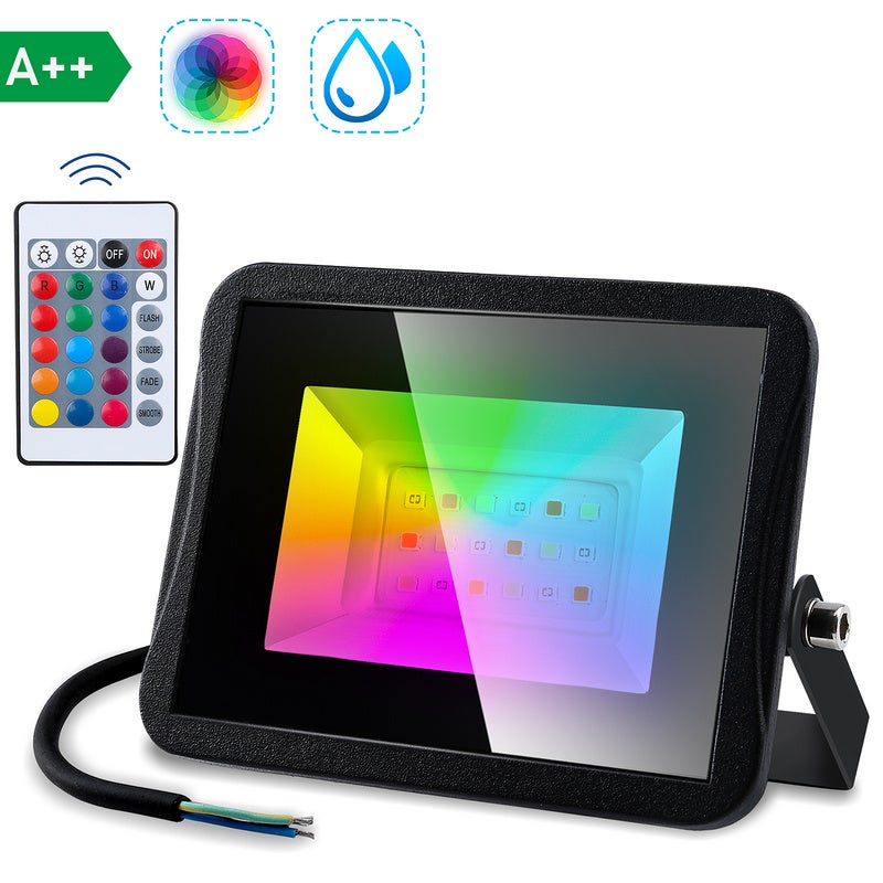 Foco reflector IP67 RGB para exteriores Focos reflectores que cambian ...