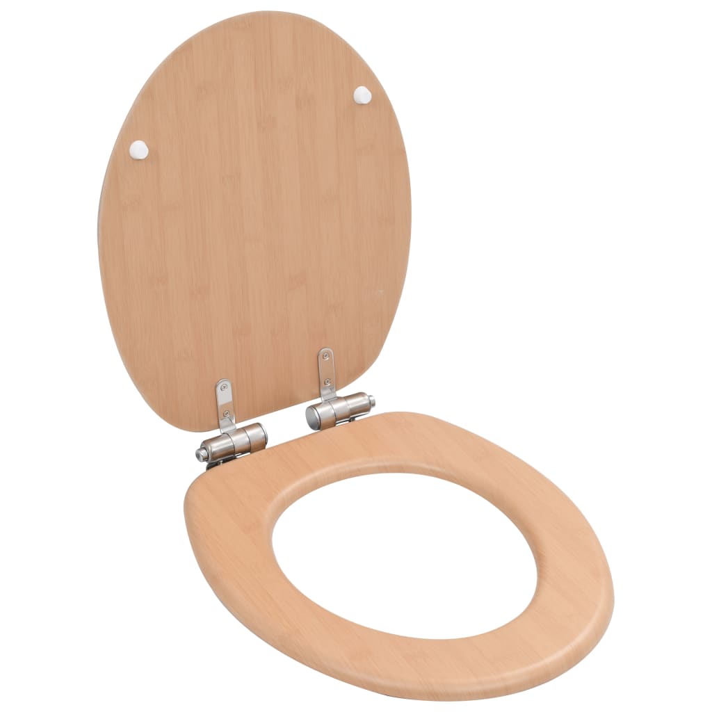 Abattant WC 2 pièces couvercle à fermeture douce design MDF bambou ...