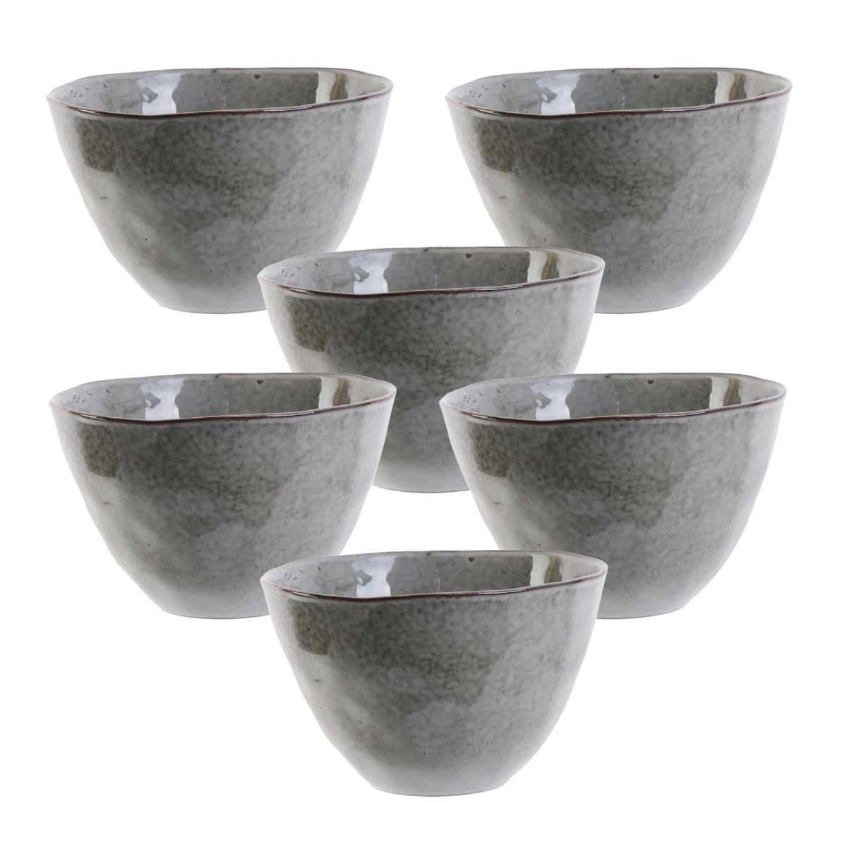 Set de 6 bols 55cl en céramique au grés du temps gris - GALET | Leroy ...