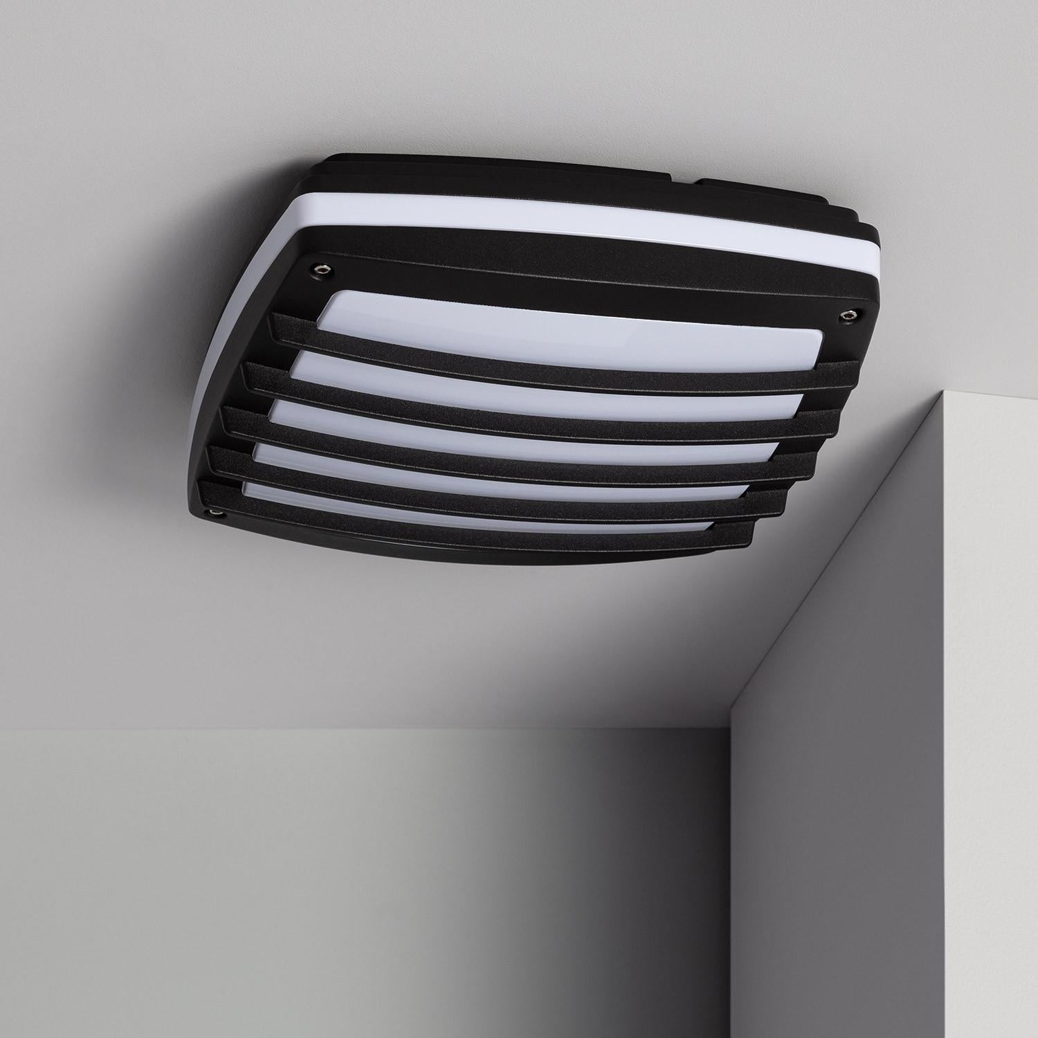 Ledkia Plafón Cuadrado Aluminio para Exterior 300x300 mm Domia Negro ...