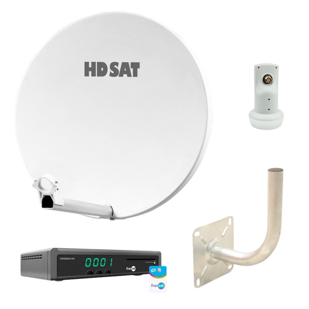 Pack HDSAT Parabole Satellite Fibre Blanche 60cm + LNB Single ...