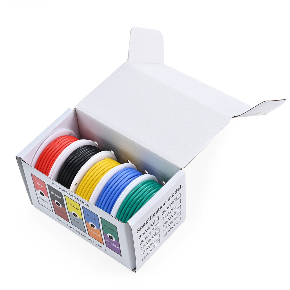 Une boîte de fil électronique PVC, cuivre étamé 30 AWG, 5 couleurs ...