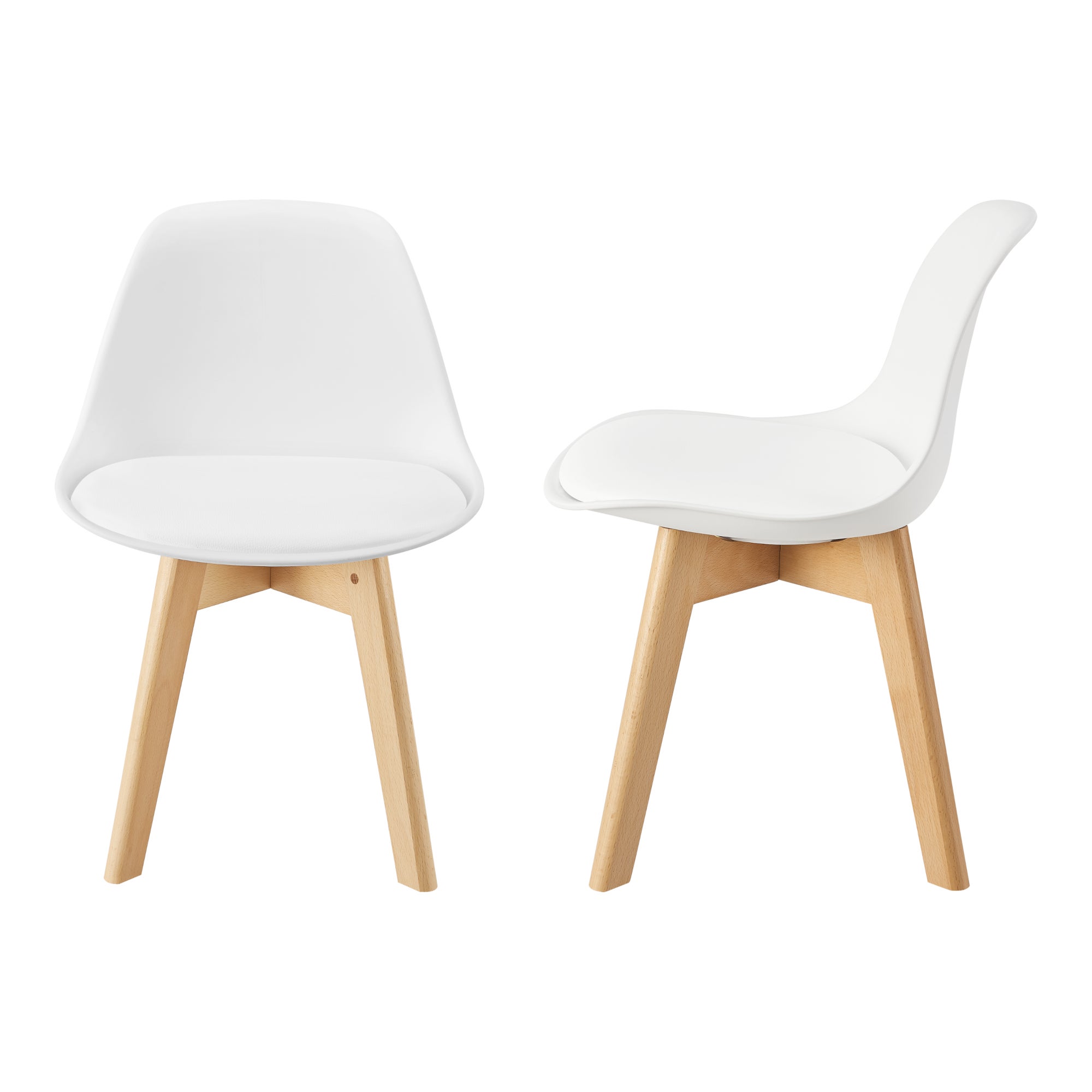 Set de 2 Sillas Infantiles Elvdal plástico/haya/PU 56x38x33 cm - Blanco ...