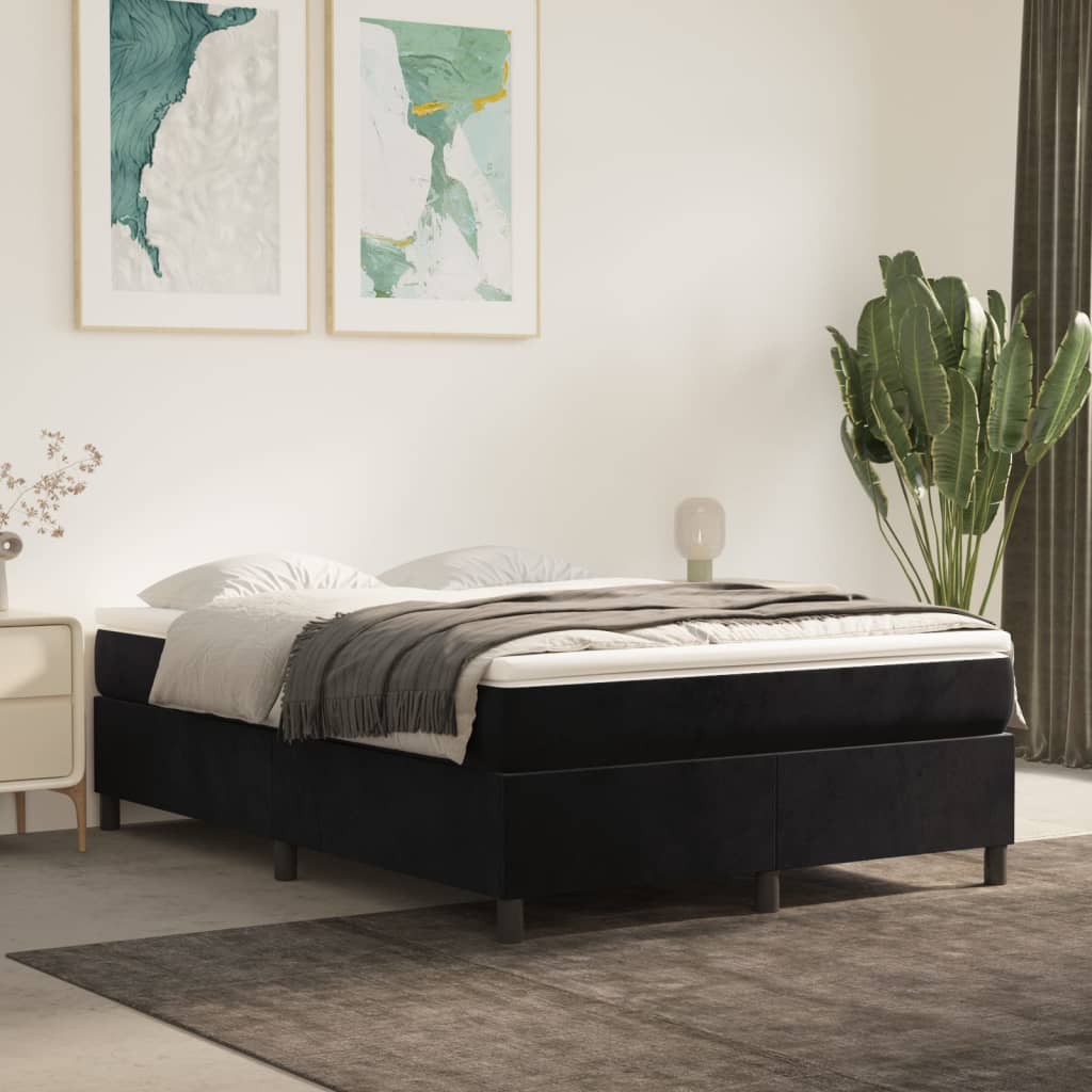 Lit à sommier tapissier avec matelas Noir 140x190 cm Velours | Leroy Merlin
