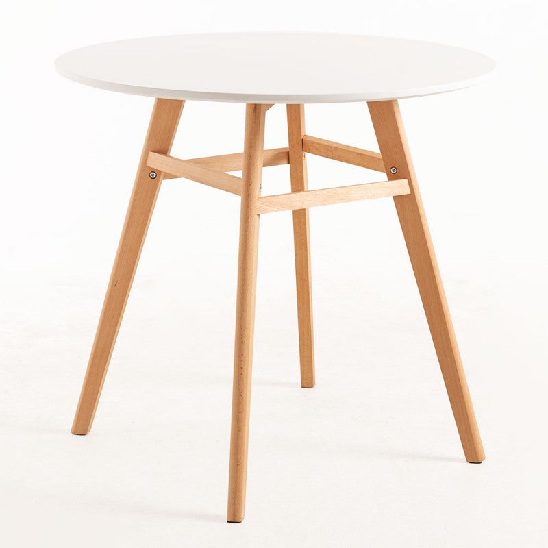 Table ronde 80cm scandinave blanche et pieds bois naturel Bristol ...