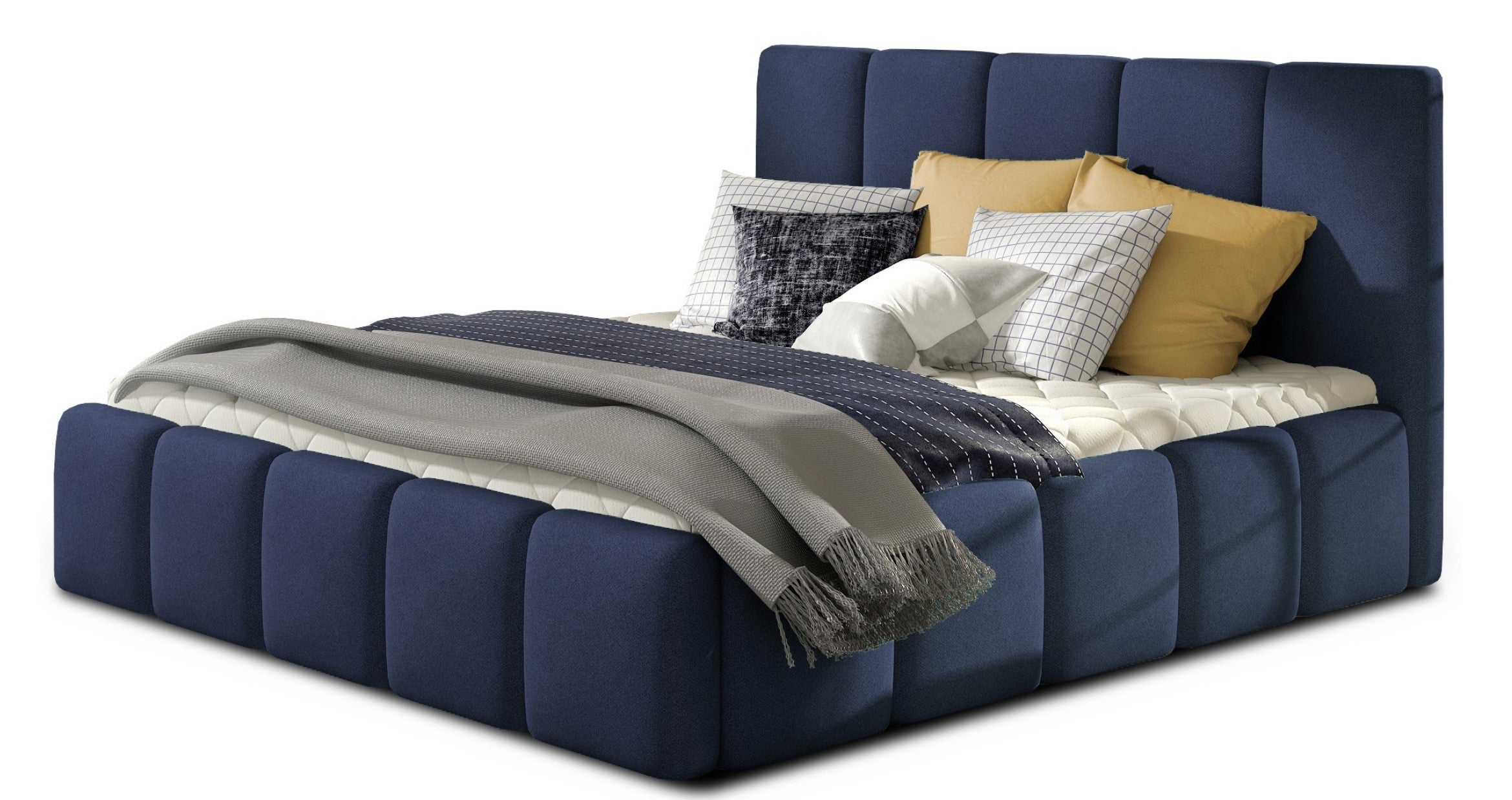 Lit moderne capitonné tissu Vika-Couleur Bleu nuit-180x200 | Leroy Merlin