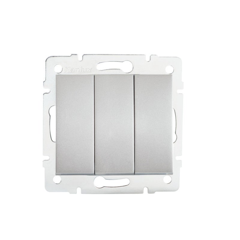 Interrupteur Triple - Encastré - Argent - 3 Leviers - 71x71mm | Leroy ...