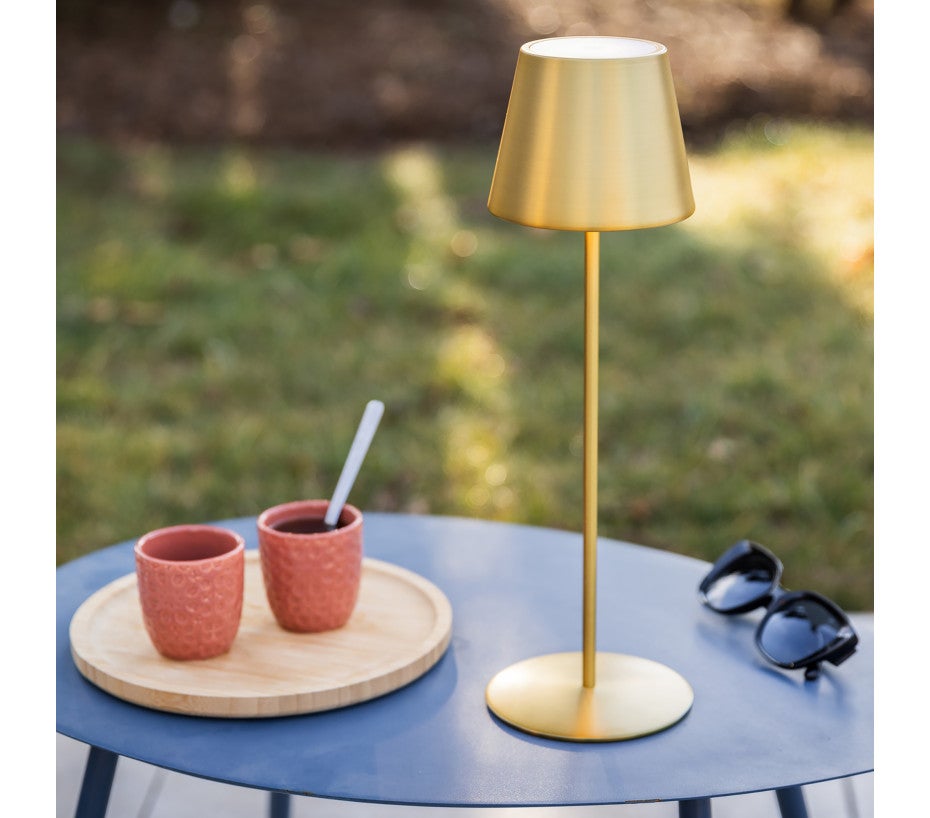 OPALE - Lampe à poser tactile et rechargeable - Or | Leroy Merlin