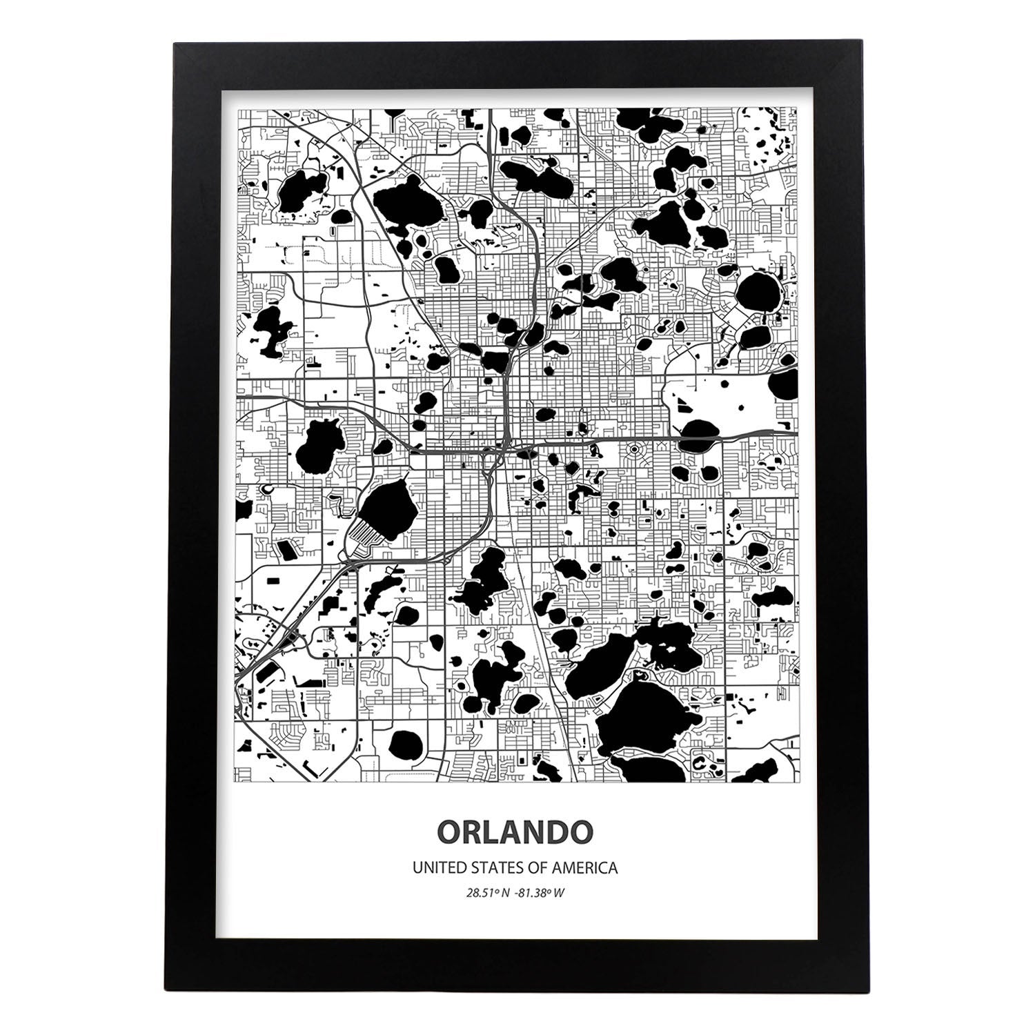 Poster Con Mapa De Orlando Usa. Láminas De Ciudades De Estados Unidos ...