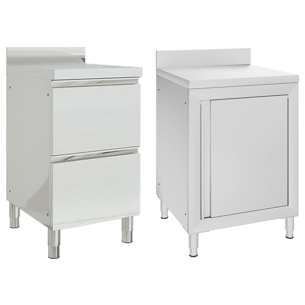 2 pz Mobiletti da Cucina Commerciale in Acciaio Inox CFW544833 | Leroy ...
