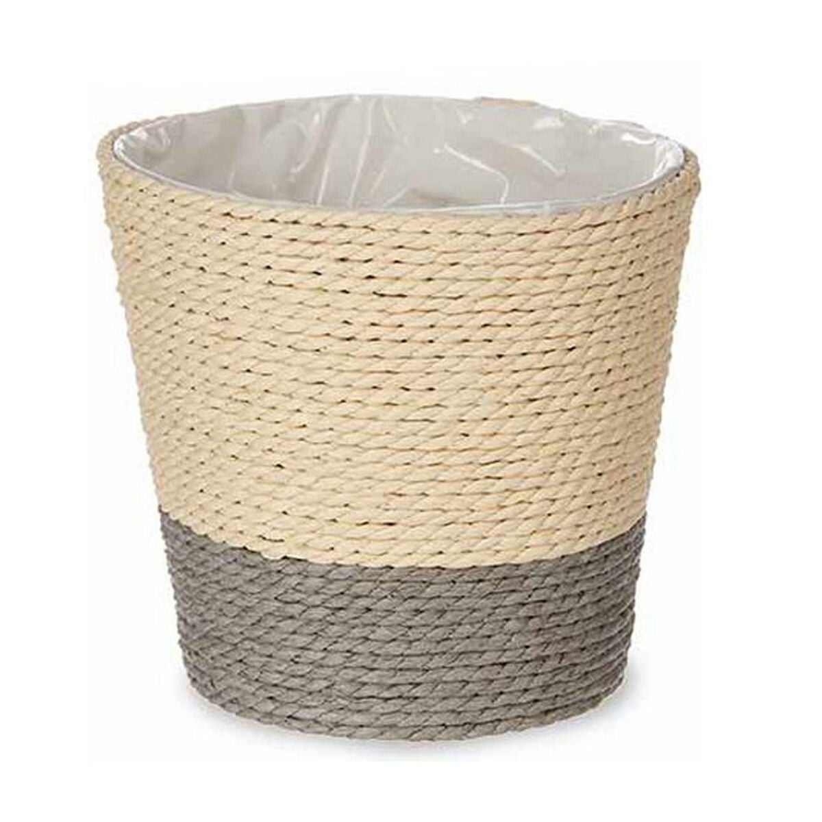 Cache-pot Naturel Gris Marron Corde Plastique (12,5 x 12 x 12,5 cm ...
