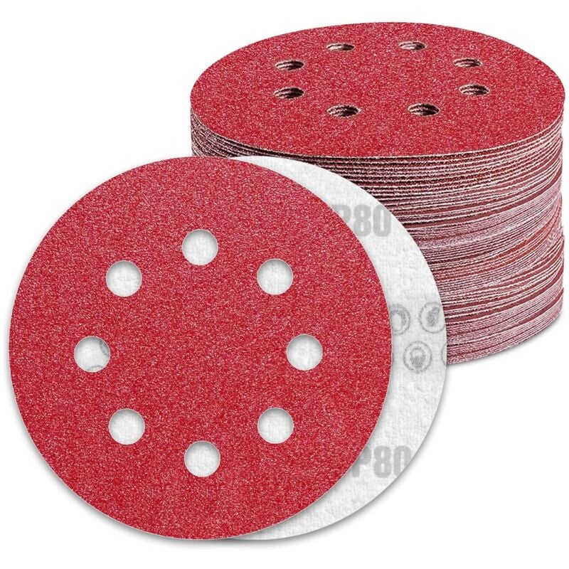 Disques Abrasifs 125mm Grain 80 Papier Poncer 90 Pièces 8 Trous Disque ...