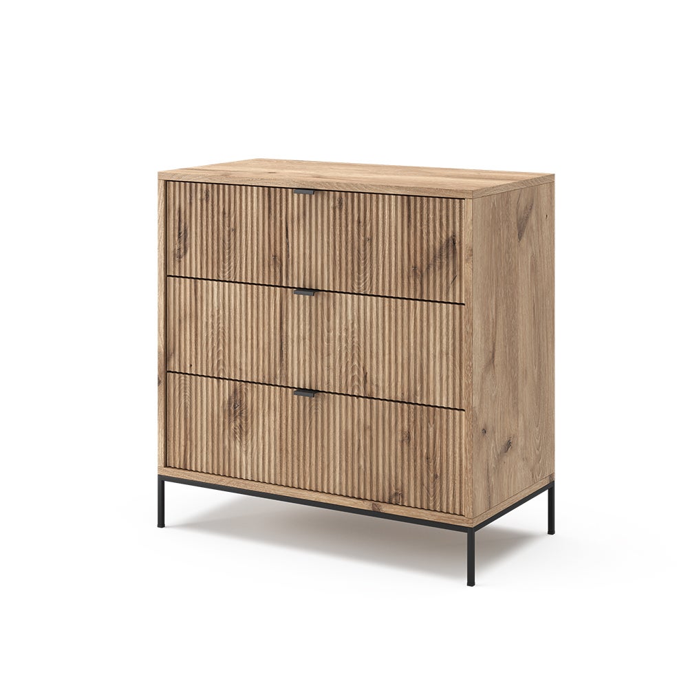 Vicco Commode Eliza, Chêne Viking, 80x81.2cm avec 3 tiroirs | Leroy Merlin