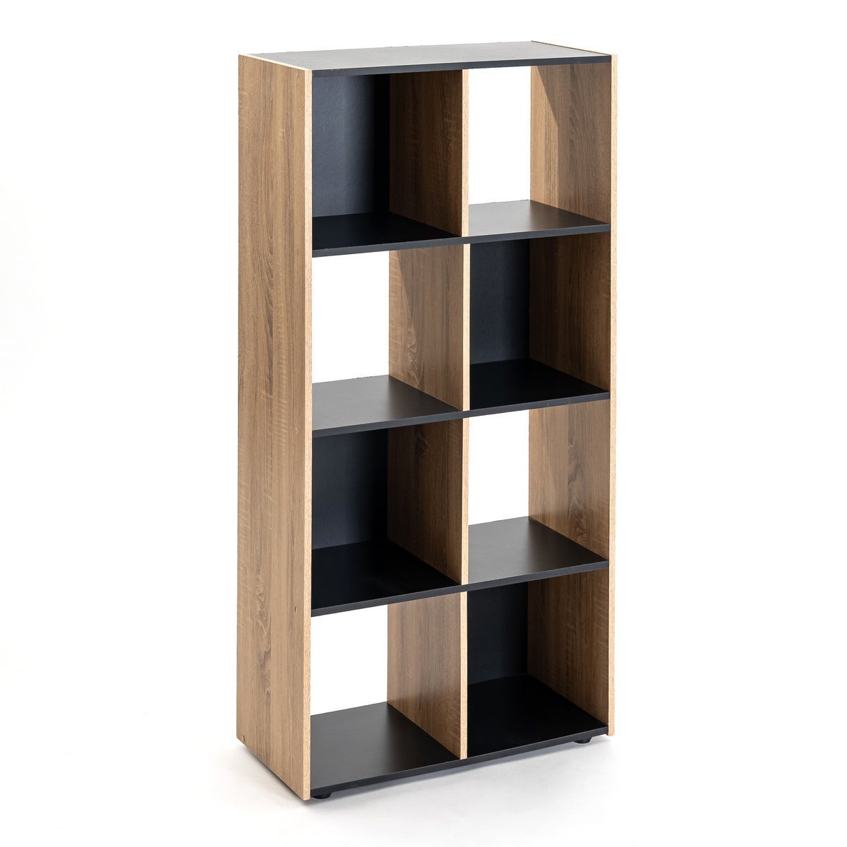 Estantería cubo de madera MDF negra y beige de 60x29x120 cm ...