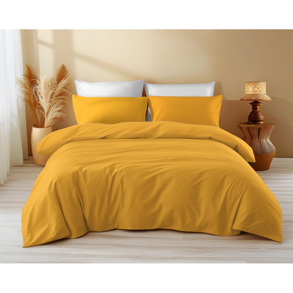 Housse de Couette en Coton Uni Ocre - Tempo di Dormire, 100% Pur Coton ...