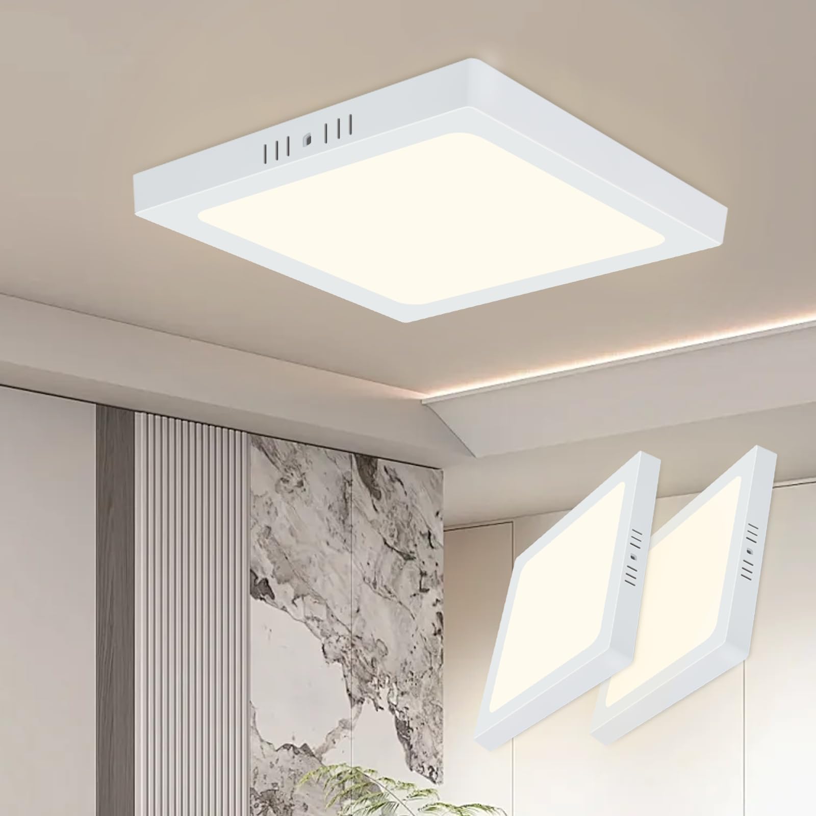 ZMH Plafones LED - Set de 2 placas rectangulares 18W (23x23 cm) - Luz ...