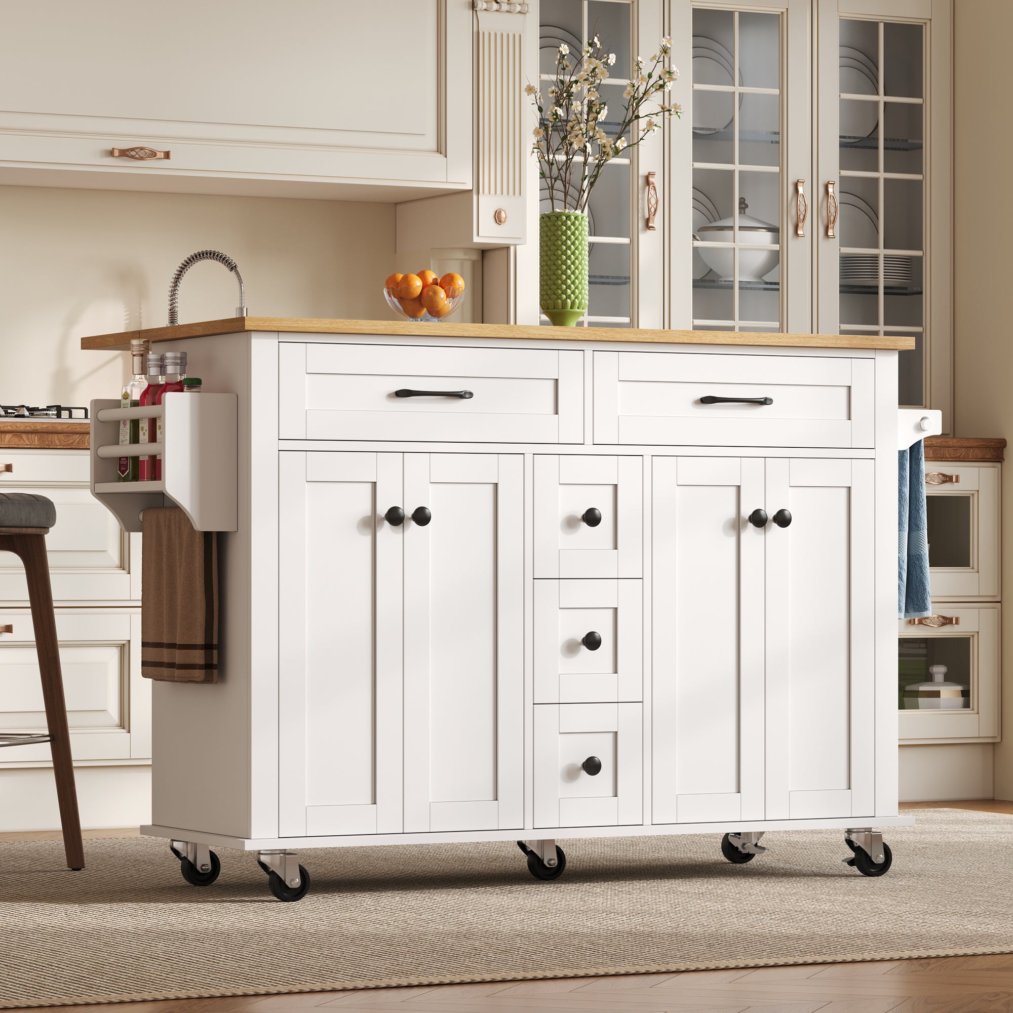 Buffet De Cuisine Mobile Extensible - Plan De Travail Rabattable, 5 ...