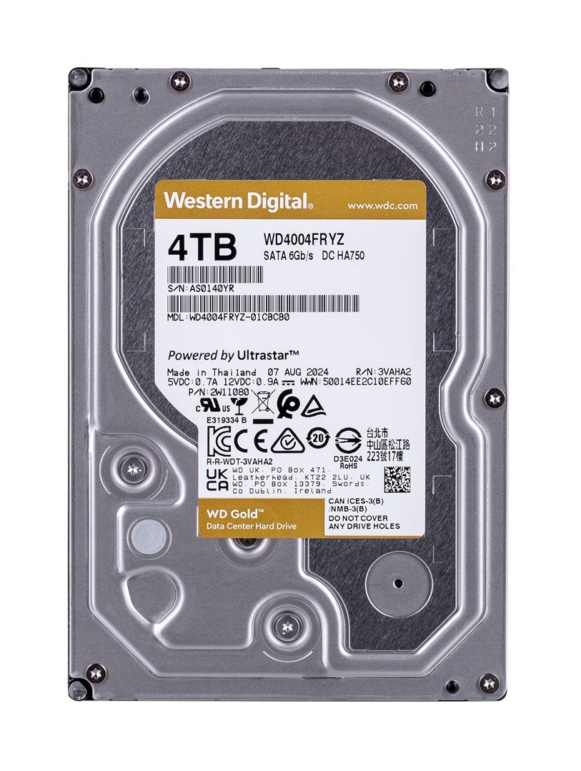 Disco duro interno Western Digital Gold WD4004FRYZ de 3,5" y 4 TB ...