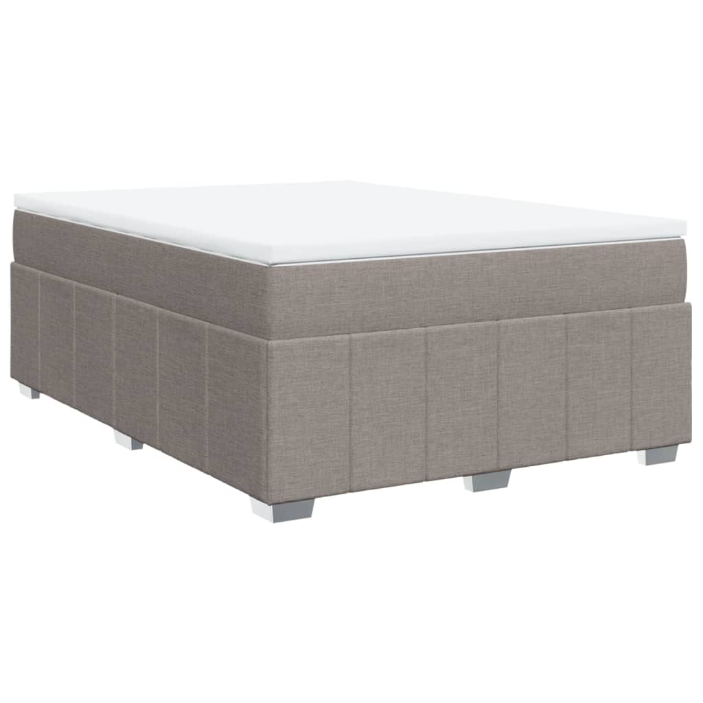 Lit boxspring avec matelas en tissu gris taupe 160x200 cm | Leroy Merlin