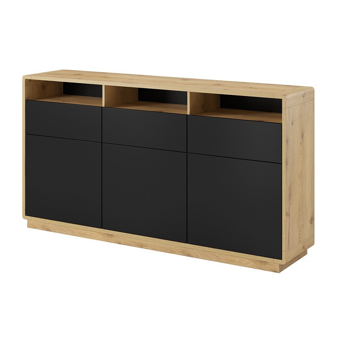 Buffet 180cm collezione VILLA. Colore quercia e nero. LED integrati ...