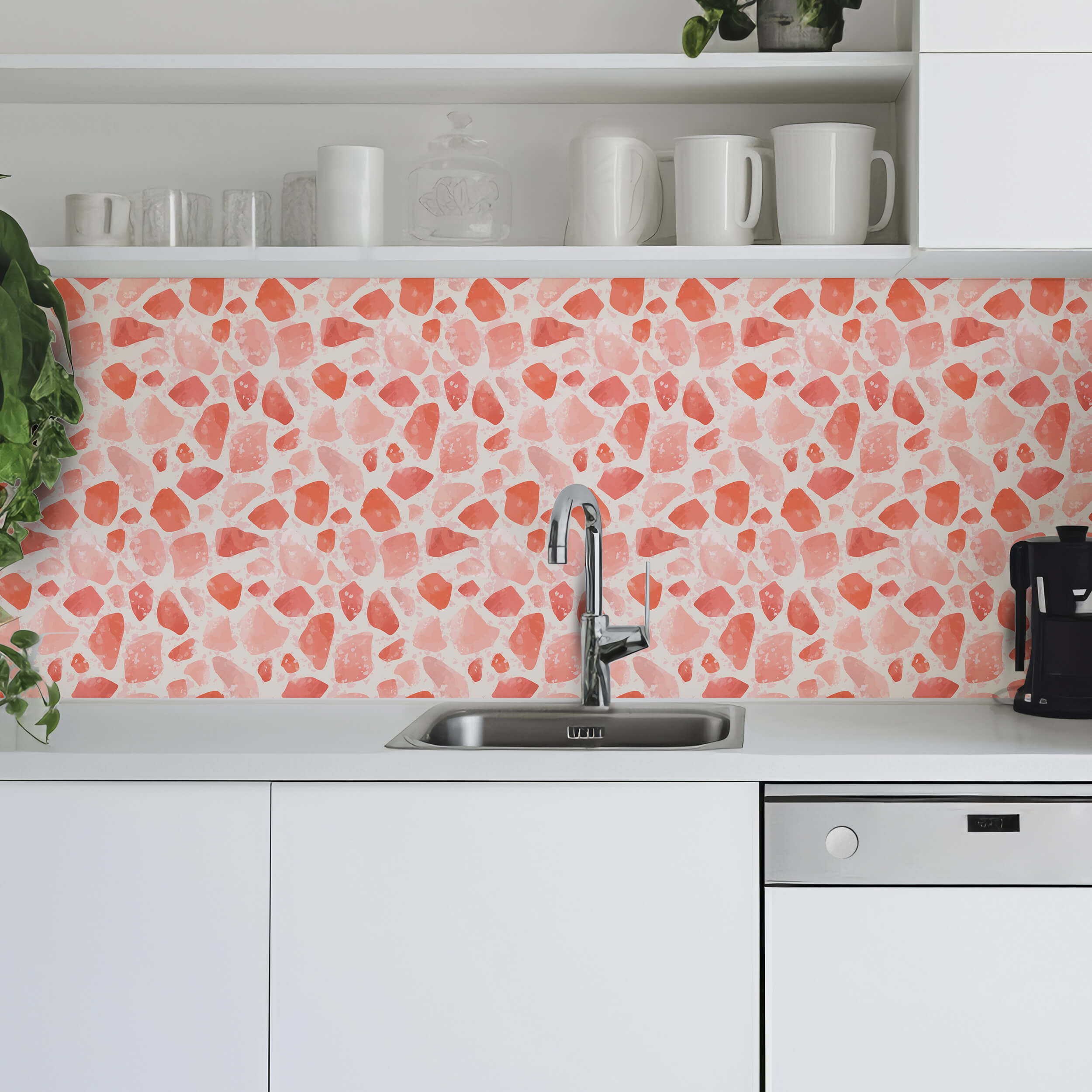 Crédence adhésive Terrazzo style Terracotta 50x400cm | Leroy Merlin