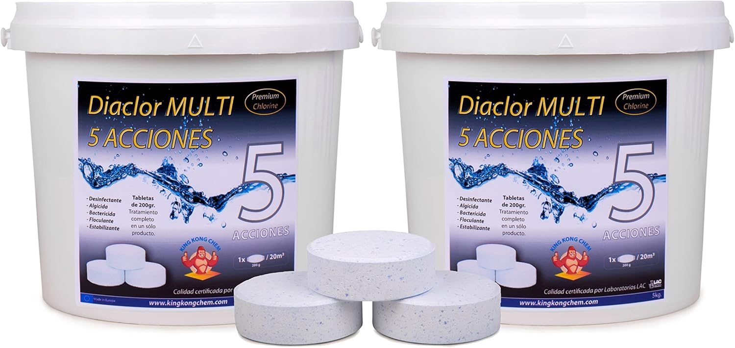 Pack 2 unidades pastillas cloro Diaclor Multi 5 Acciones 10 kg (200 g ...