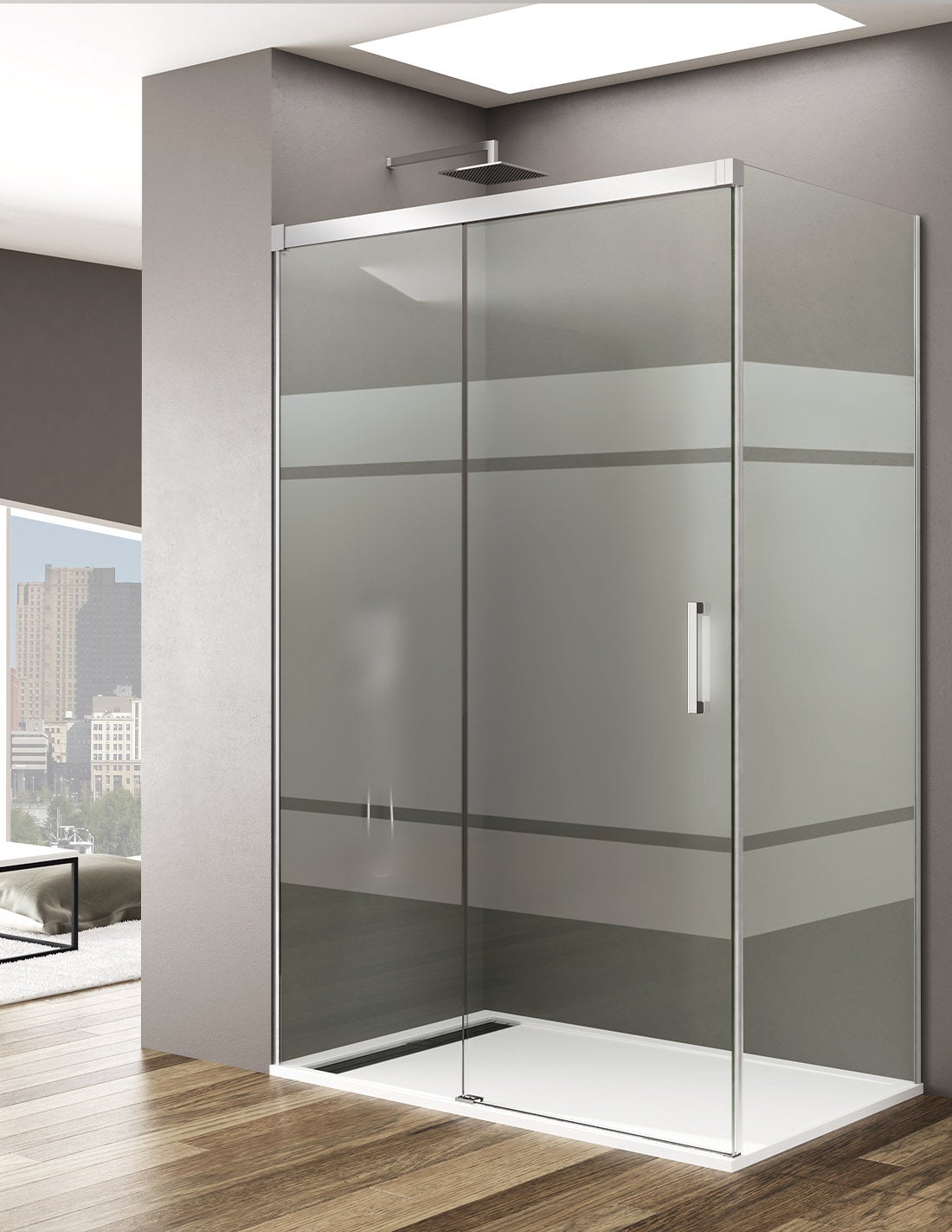 Cabine Paroi de douche d'angle 1+1 ALLSTONE BASIC Avec côté fixe, Sans ...