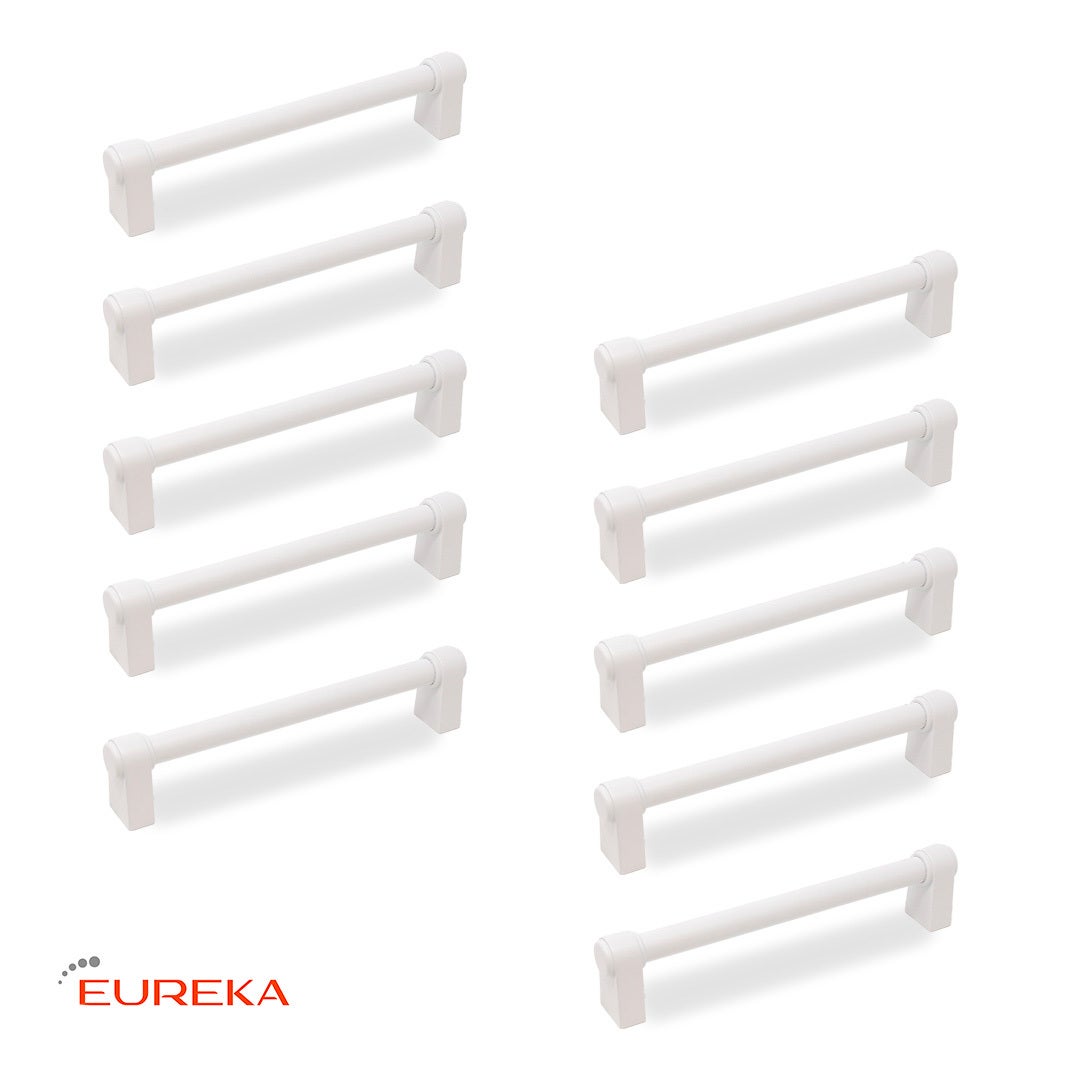 Lot de 10 poignées de meuble Pavia Aluminium, Blanc, entraxe 160mm, vis ...