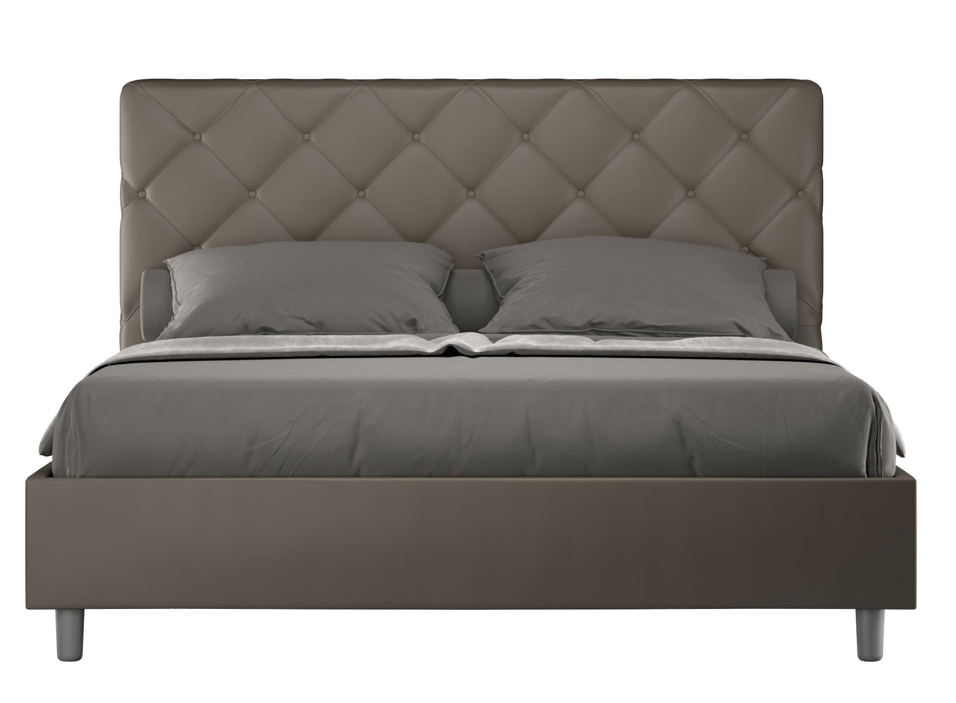 Lit adulte italien matelassé simili cuir Paryse-Couleur Marron-160x200 ...