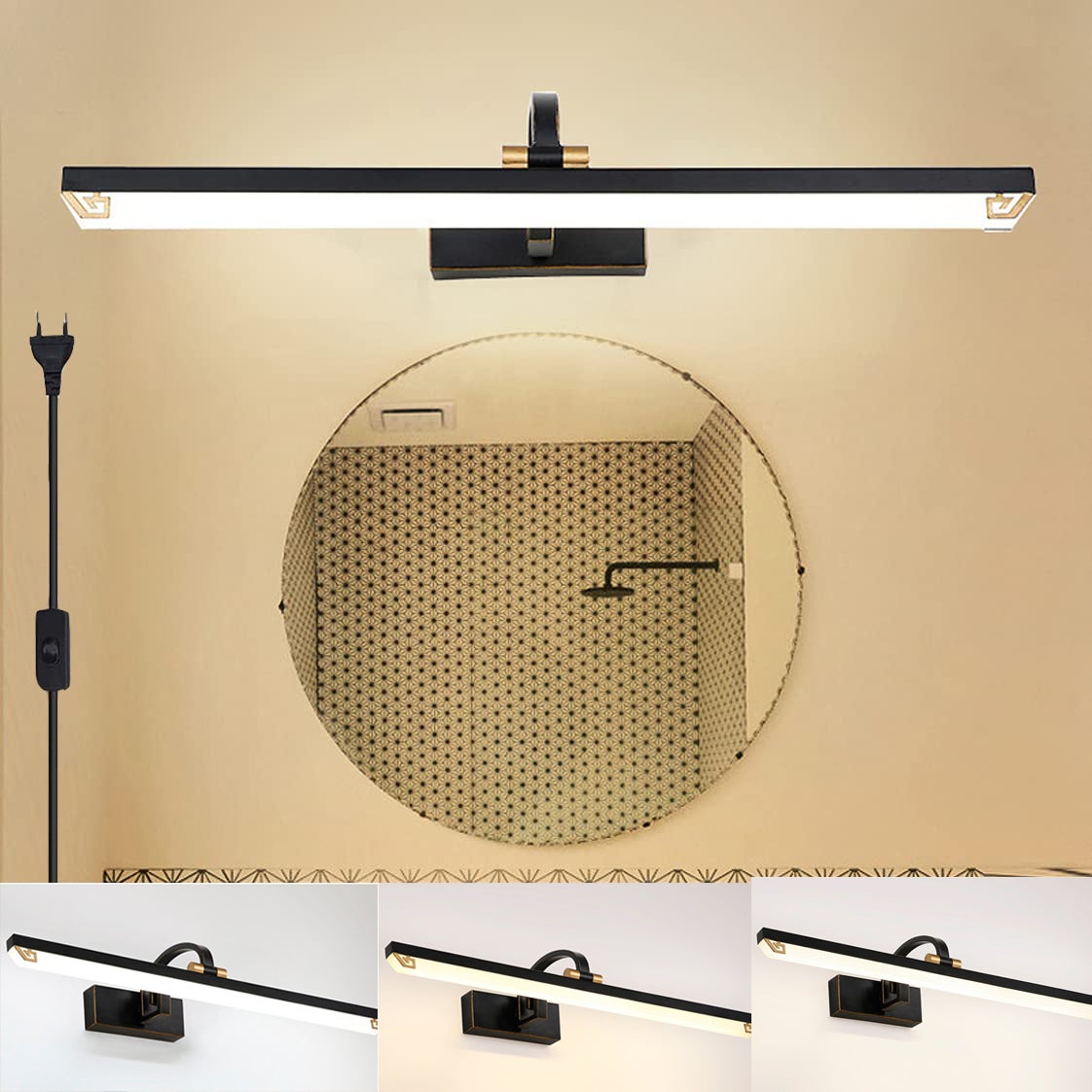 Luce per specchio da toeletta a LED, luce da parete girevole per bagno ...