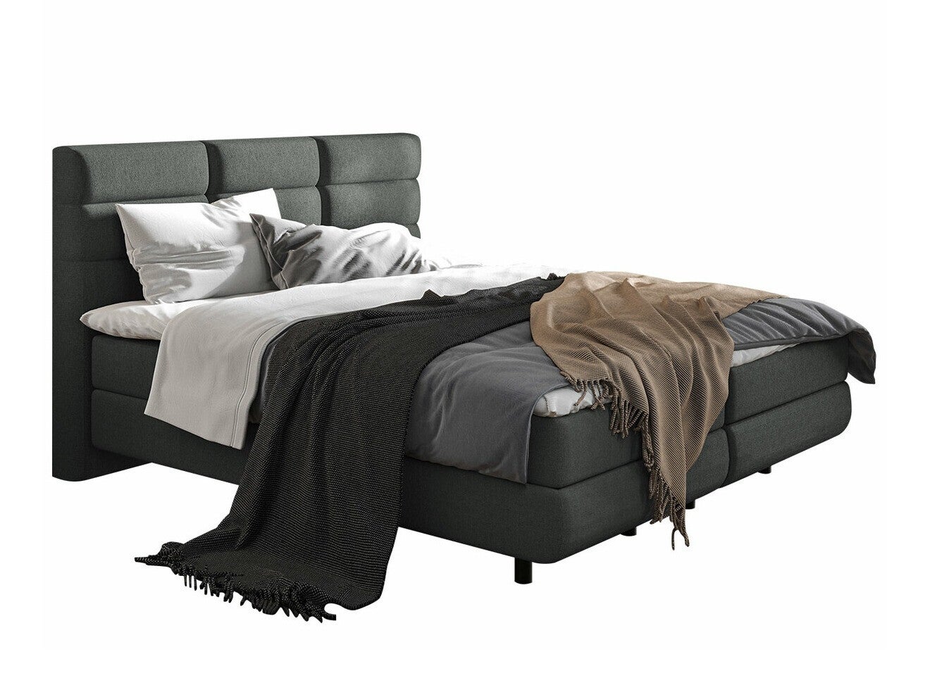 Letto continentale Beloit 110, Continentale, Doppio, Grigio, 180x200 ...