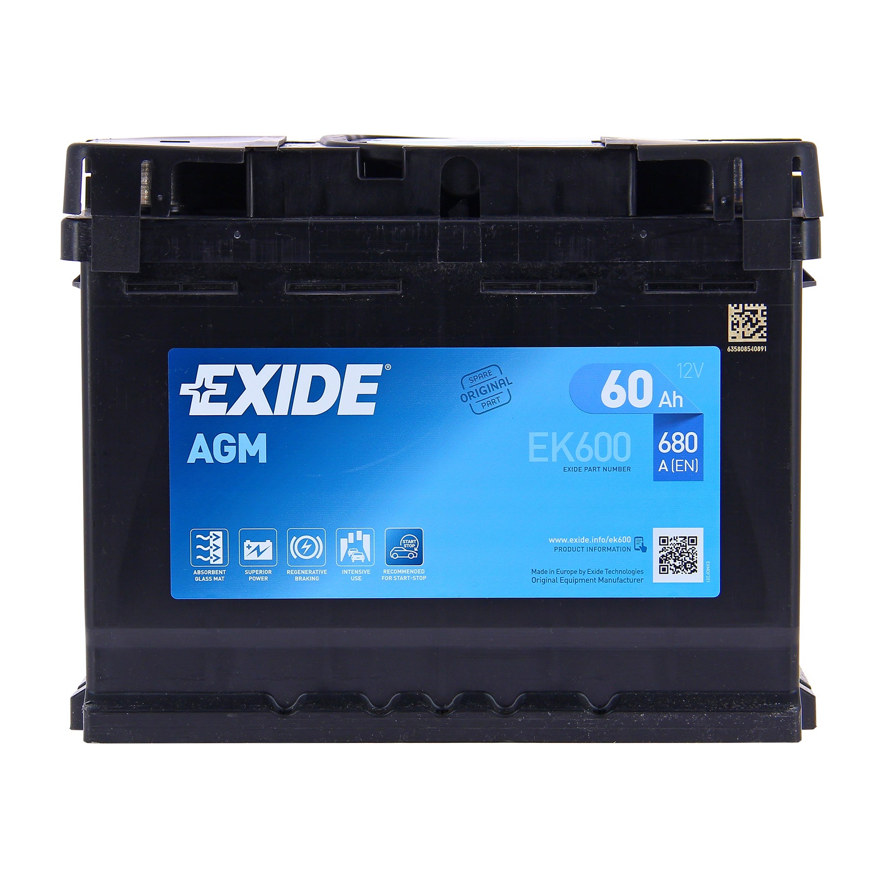EXIDE batterie auto AGM EK600 680A 60Ah L2 | Leroy Merlin